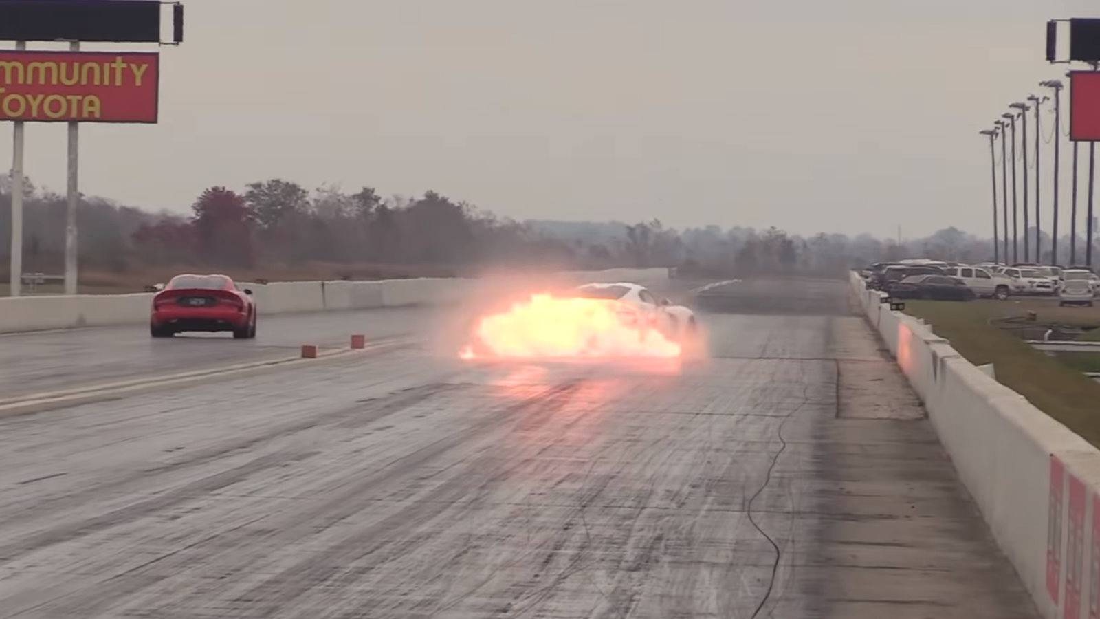 Watch Dodge Viper Blow Motor & Catch Fire