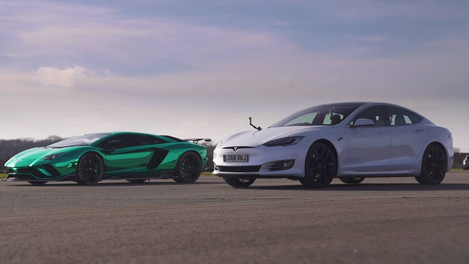Watch A Lamborghini Aventador S Take On A Tesla Model S In 1/4-Mile ...