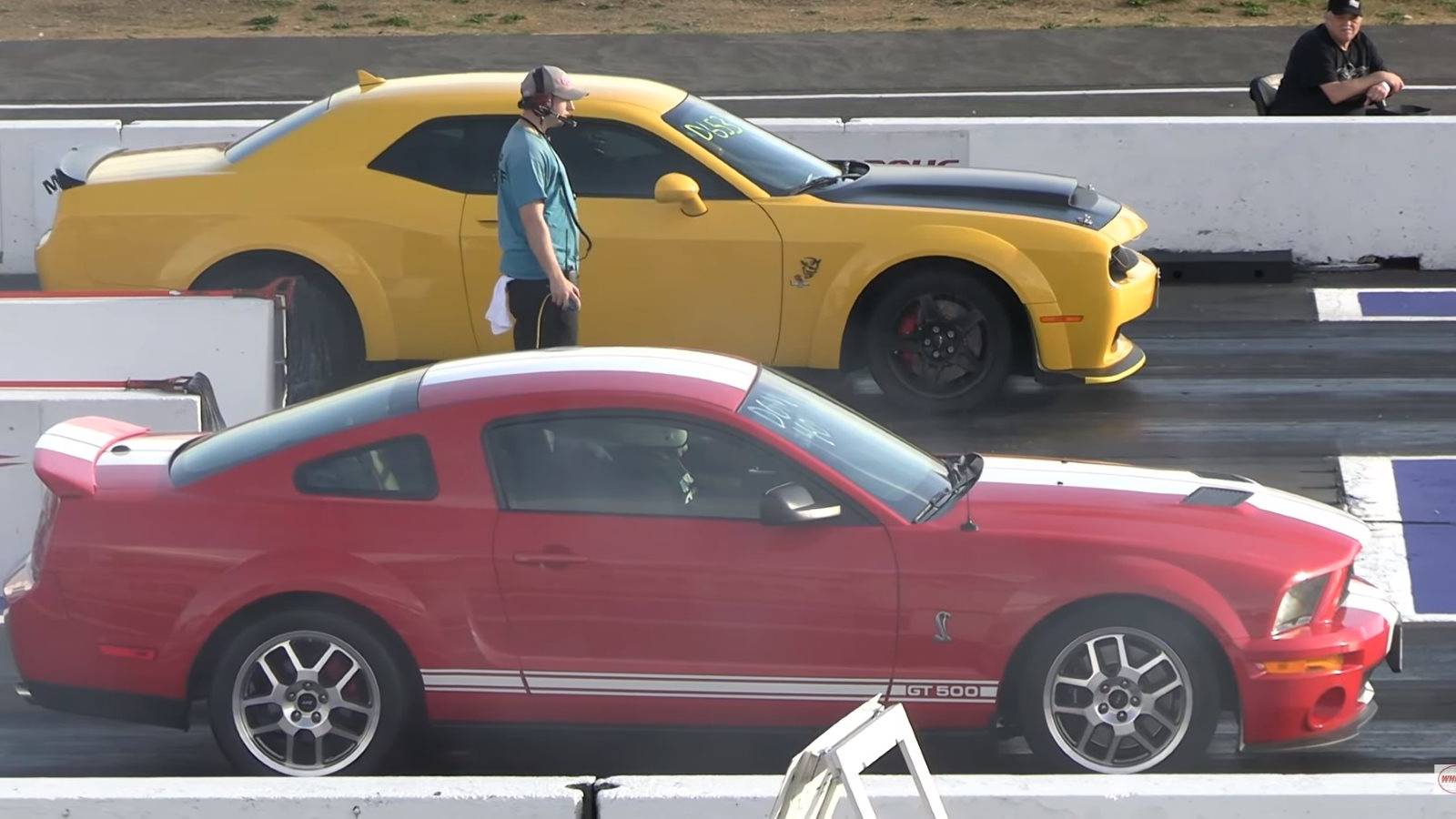 Watch A Dodge Demon Take On A Previous-Gen Shelby Mustang GT500 In Drag ...