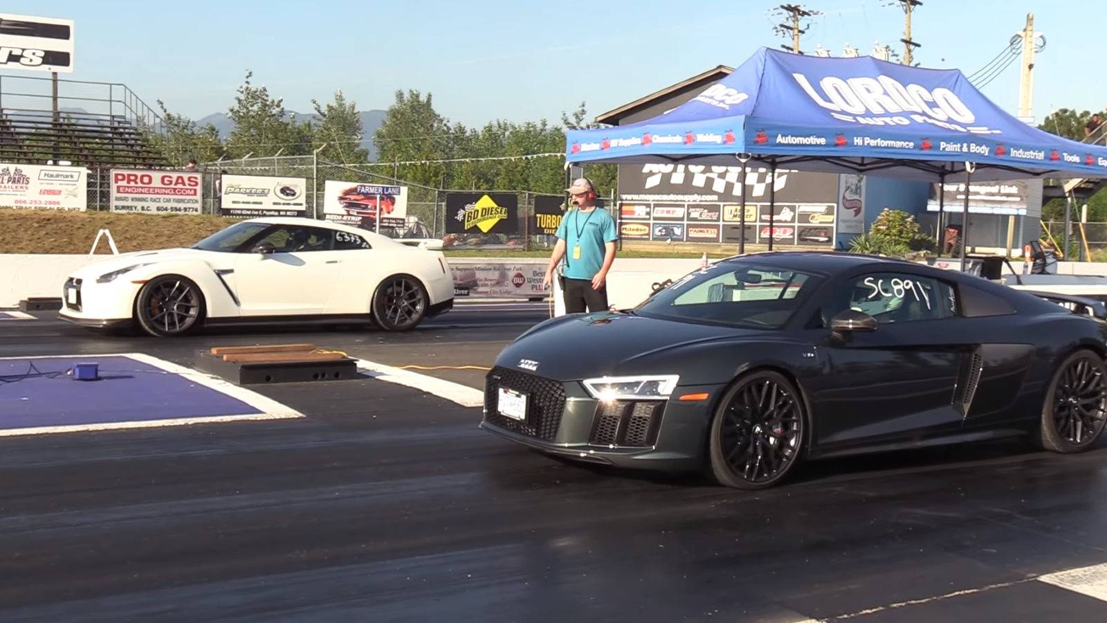 Audi R8 Takes On Nissan GT-R And Toyota Supra In Drag Race Action