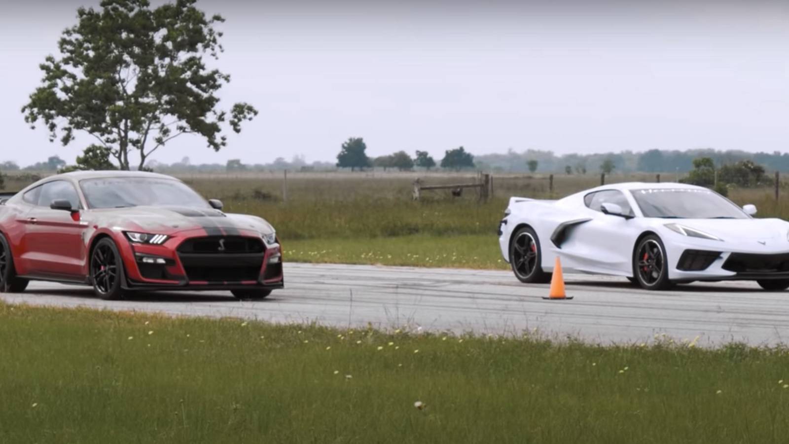 Watch Hennessey Race The 2020 C8 Corvette Vs 2020 GT500 In Rolling Starts
