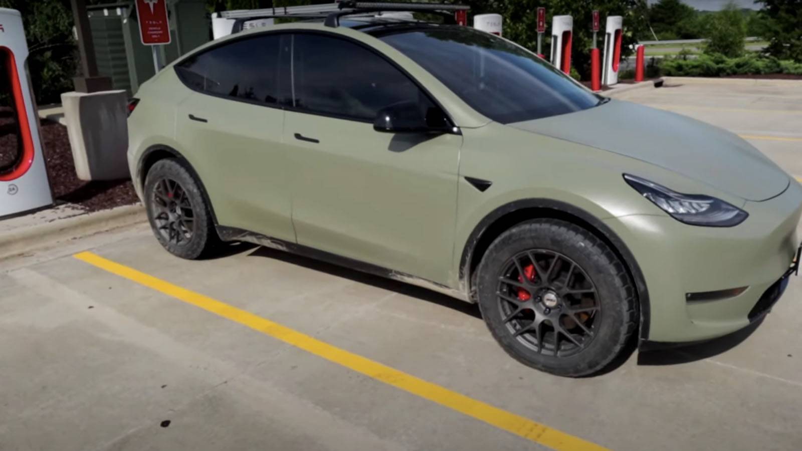Overland-Prepped Tesla Model Y Gets Four-Inch Lift, Knobby Tires