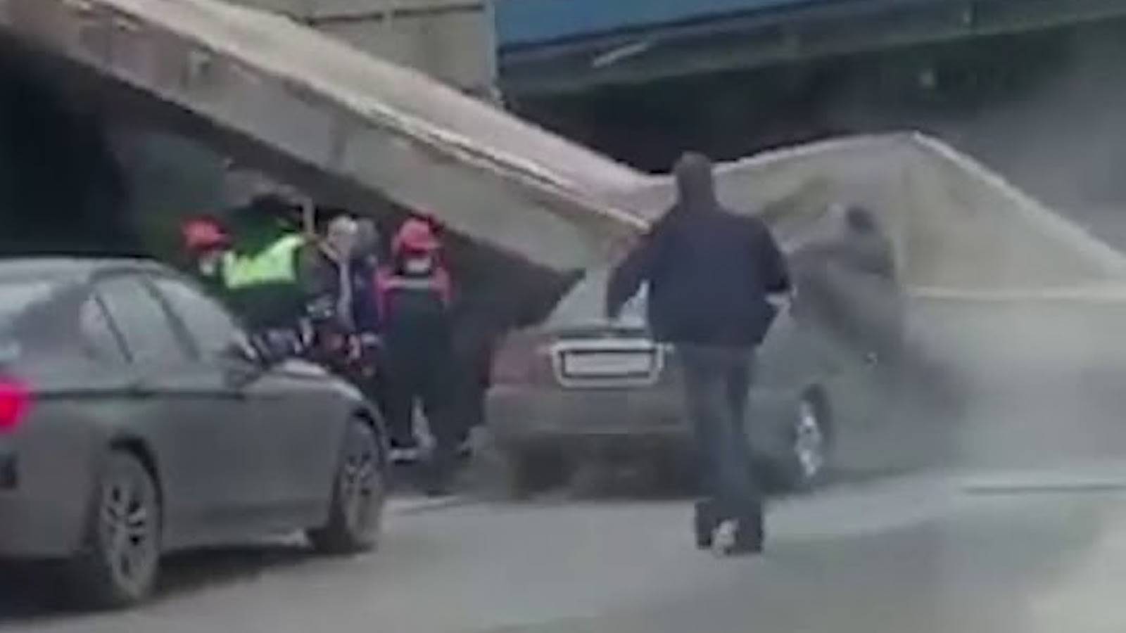 Watch A Russian Driver And His Family Escape Freak Accident As Bridge ...