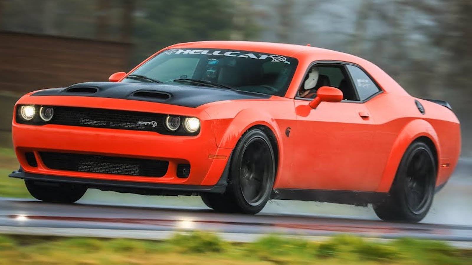 Watch This Challenger SRT Hellcat Redeye Defy Rain On Wet Track Day