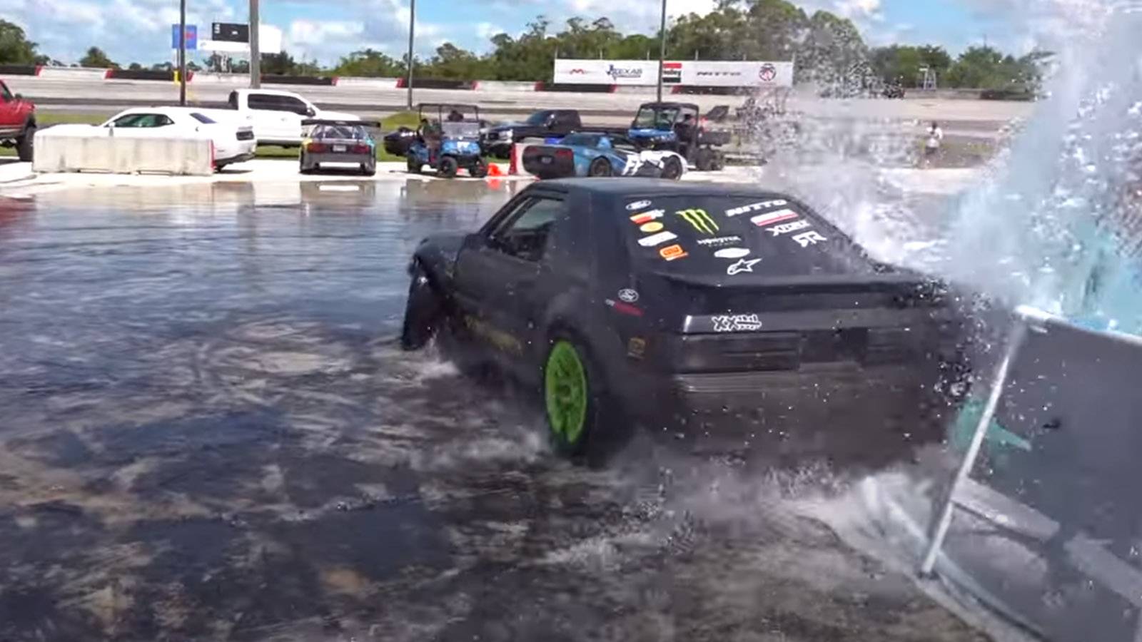 Watch Vaughn Gittin Jr. Literally Crash A Pool Party With His Mustang RTR-X