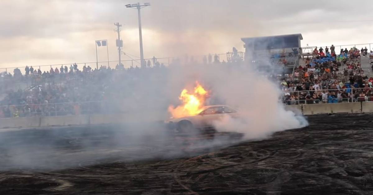Watch This Twin-Turbo Nissan Silvia S14 Erupt In Flames While Drifting