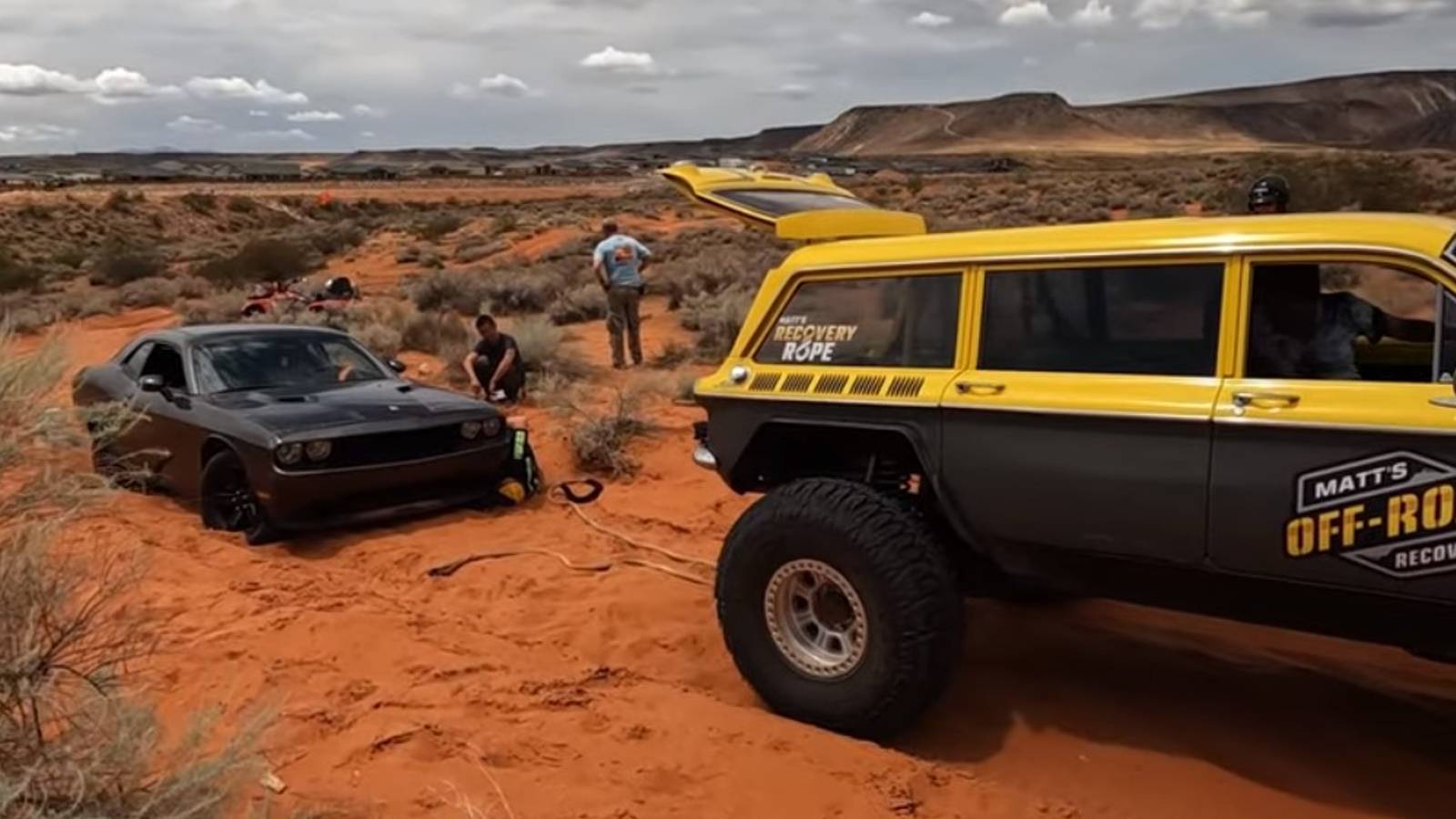 Dodge Challenger Found Stuck In The Desert Sand And Makes A Recovery