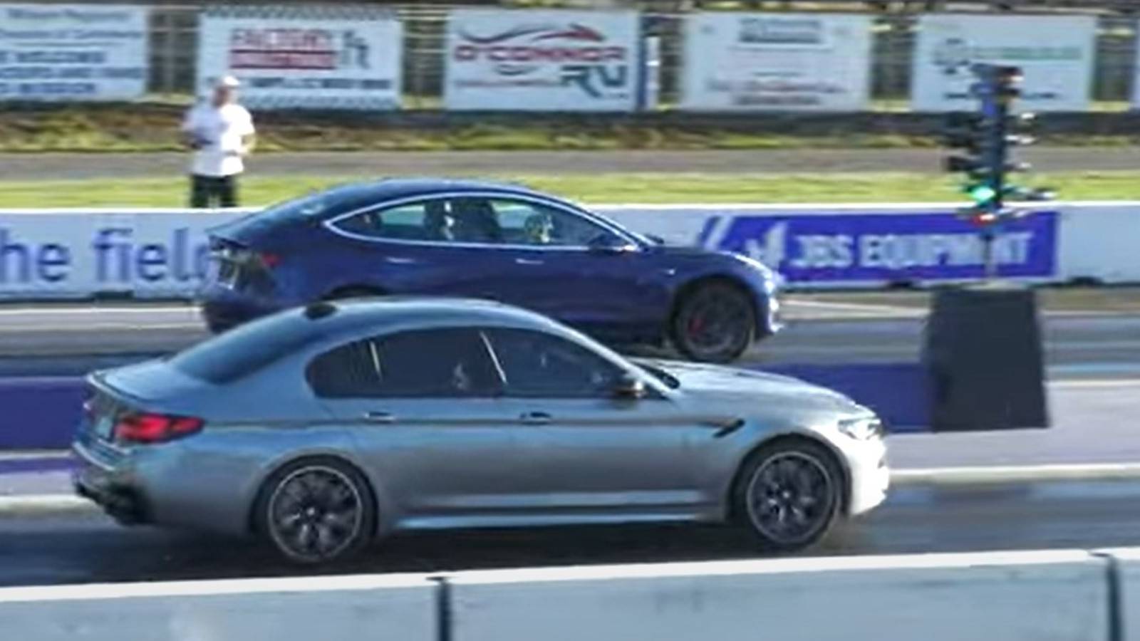 Watch 2 Teslas Take On Bavaria's Best Luxury Sports Sedans