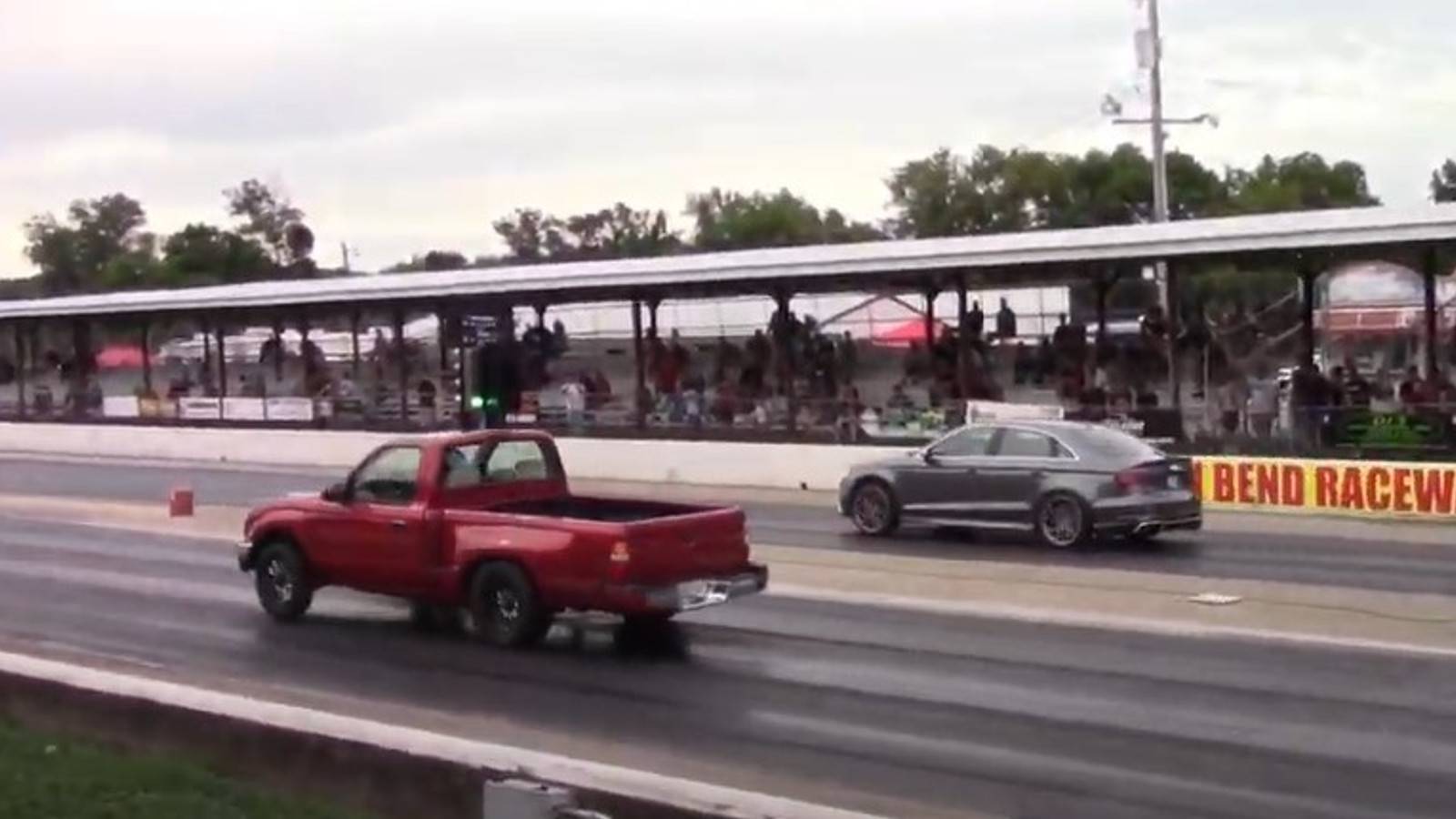 Watch A 2JZ-Swapped Toyota Tacoma Walk All Over An Audi RS3