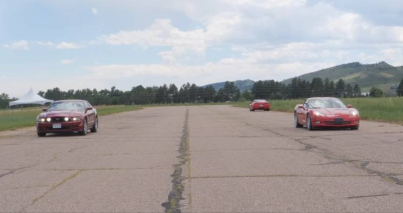 Drag Race Shows How A Mustang GT Is Faster Than A C5 And C6 Corvette