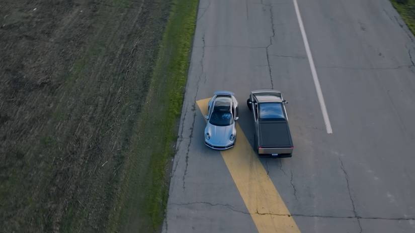 Porsche 911 Gets Revenge Against Tesla Cybertruck In Drag And Roll Races