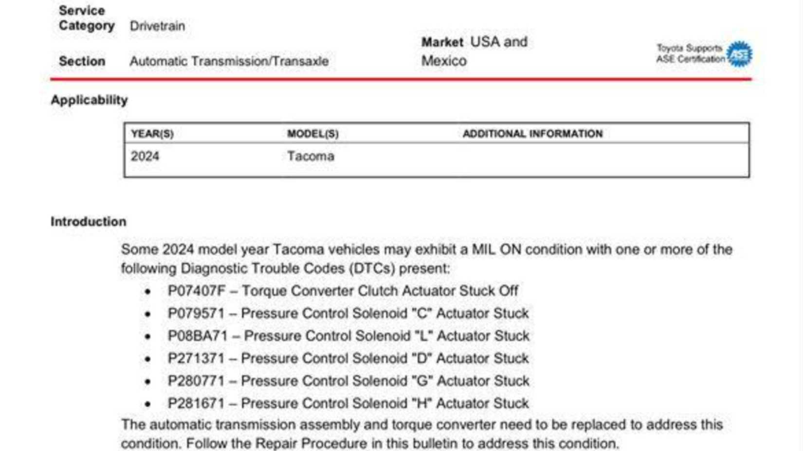 2024 Toyota Tacoma Transmission Problems Highlighted In New Service ...