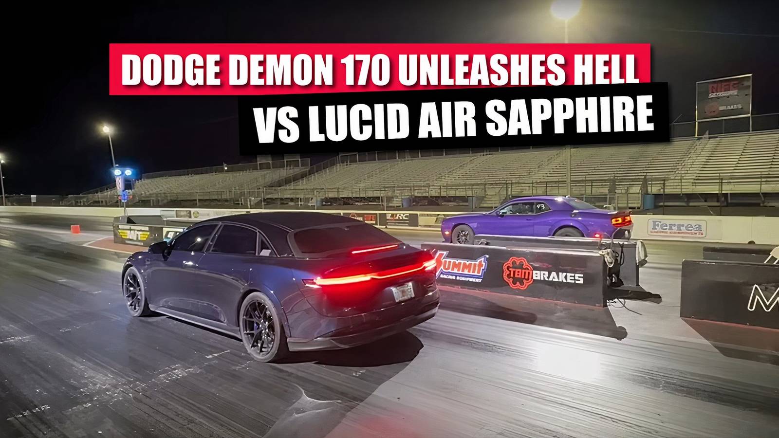 Dodge Demon 170 Unleashes Hell in Drag Race Against Lucid Air Sapphire