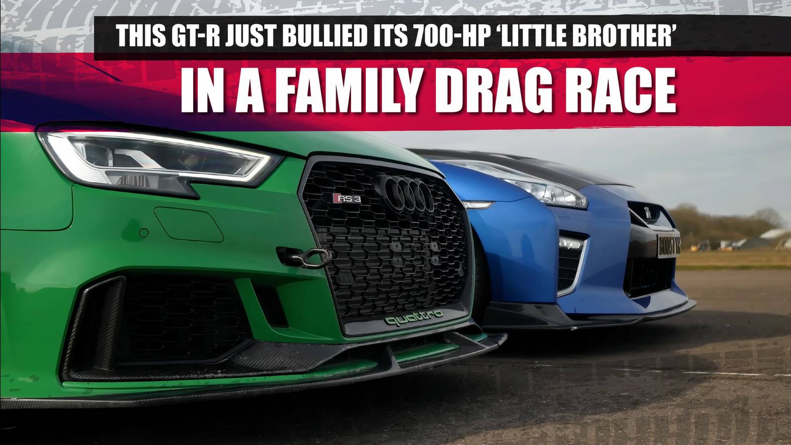 Watch This GT-R Bully Its 700-HP ‘Little Brother’ In A Family Drag Race
