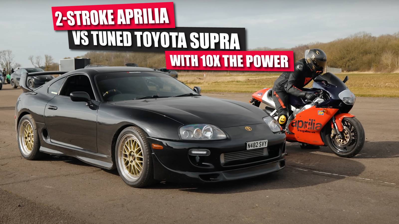 Toyota Supra Takes On Aprilia RS250 Two-Stroke In Drag Race