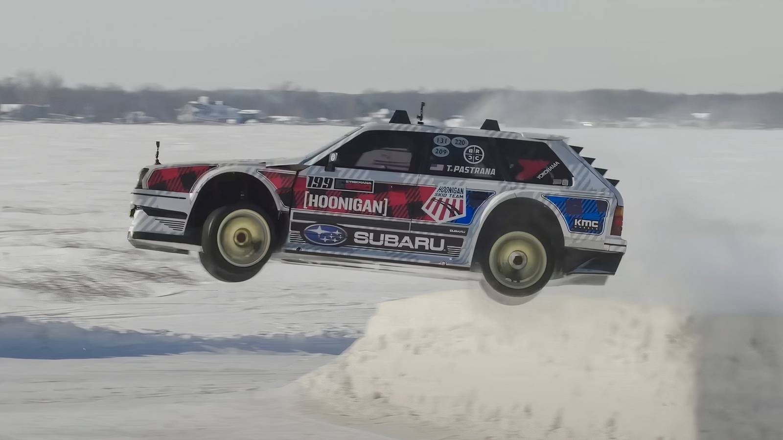 Travis Pastrana Attempts Airborne 360 Car Jump In Subaru GL Wagon