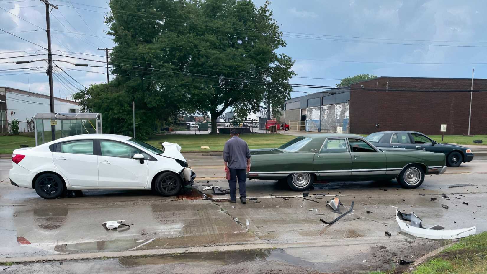Kia Sedan Meets Classic Chrysler In Rowdy Rear End Collision