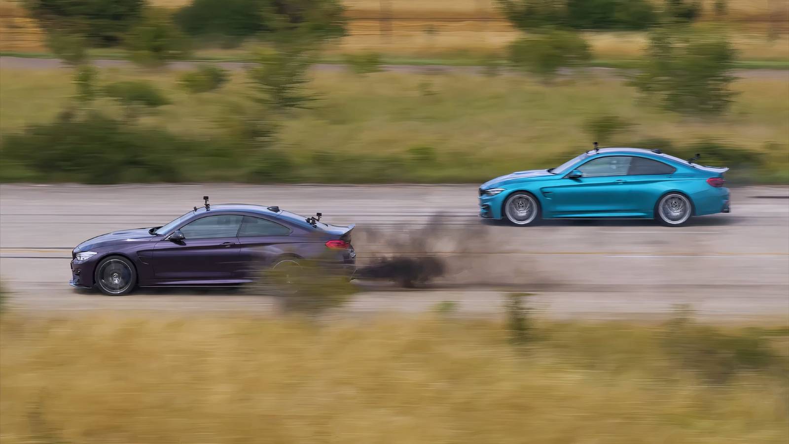 BMW M4 vs NOS-Equipped Diesel M4 Drag Race