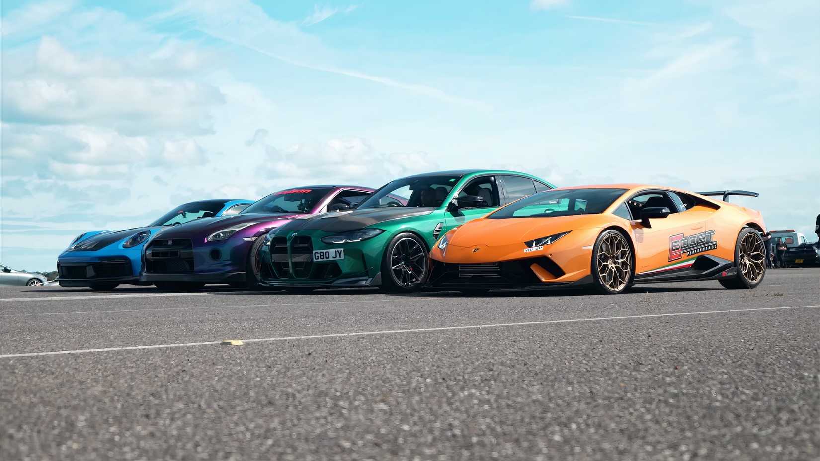 Tuned Lamborghini Huracan vs Nissan GT-R vs Porsche 911 Turbo S vs BMW ...
