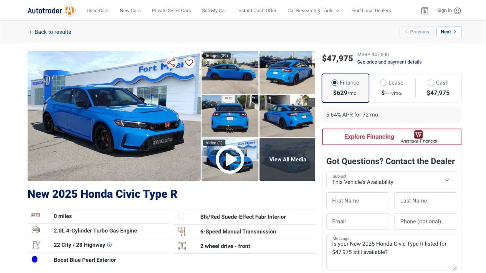 Honda Civic Type R Window Sticker Shows $15,000 Dealer Profit