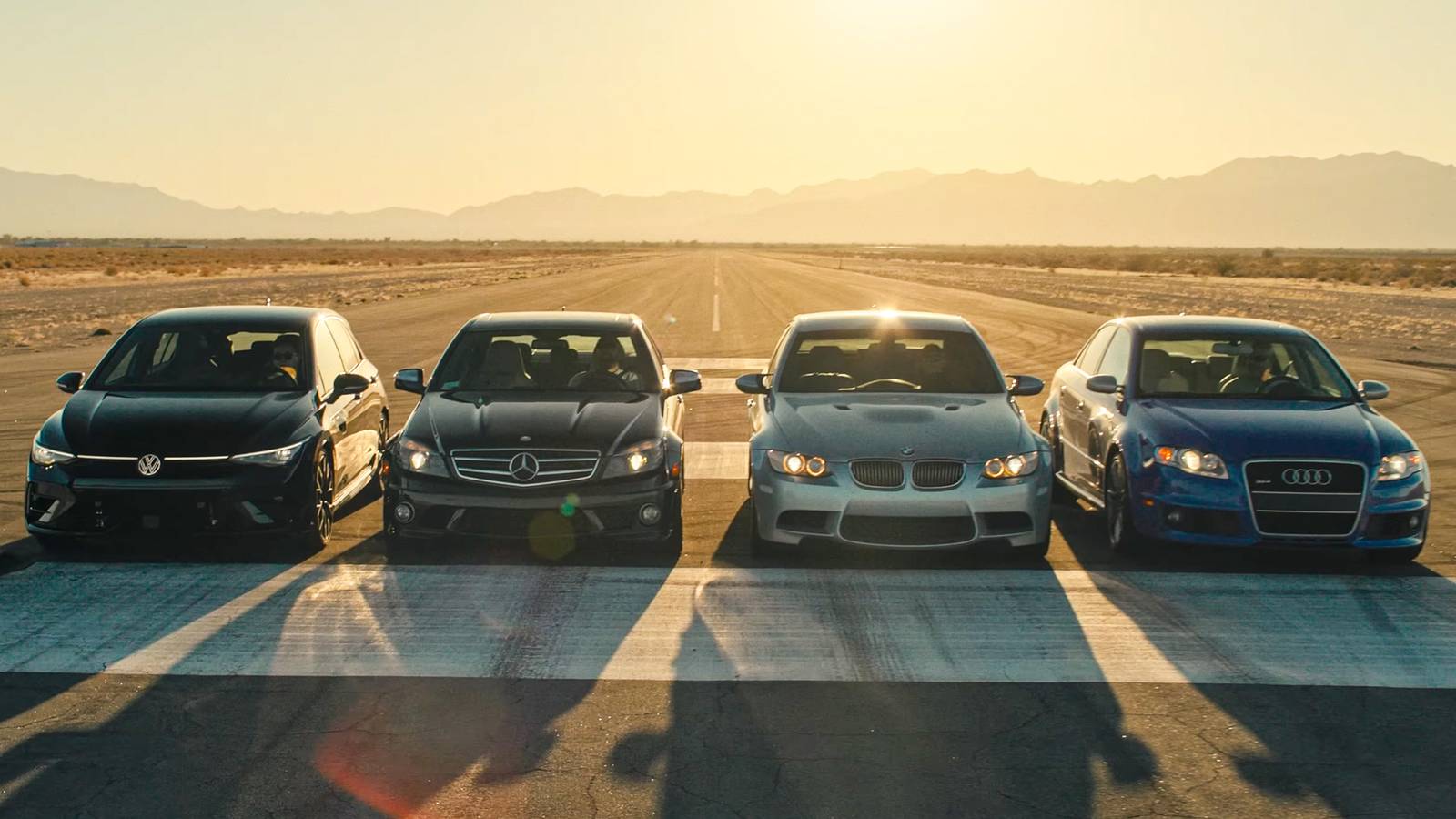 Old V8 Sedans Take On New VW Golf R In Epic Drag Race