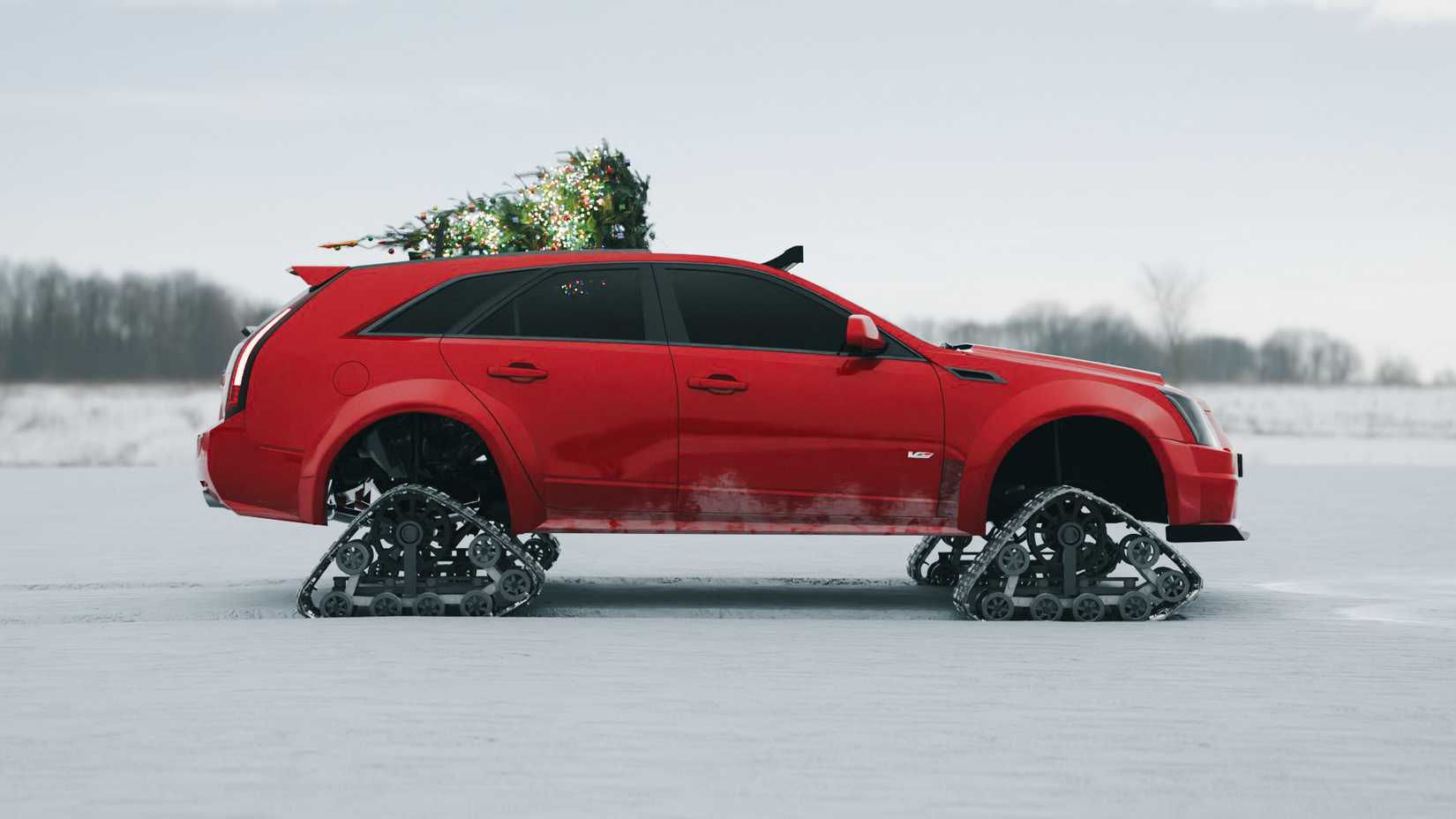 Tracked Cadillac CTS-V Wagon Render Shows The Ultimate High-Performance ...