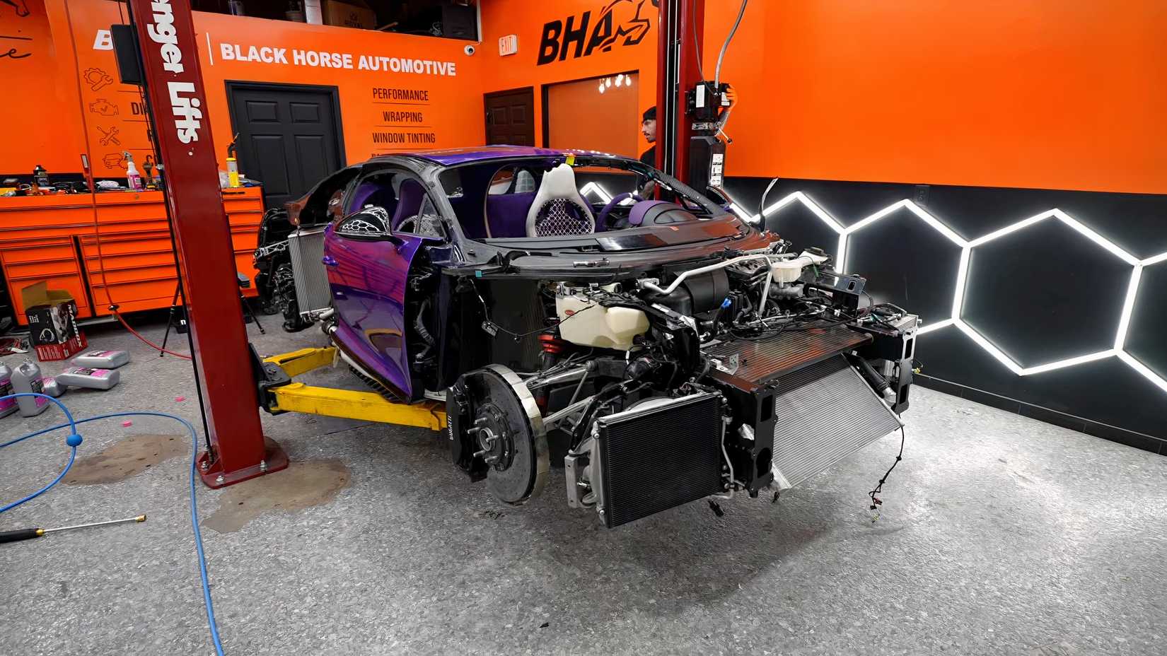 Crashed Bugatti Chiron Drives Again After Homemade Radiator Fix
