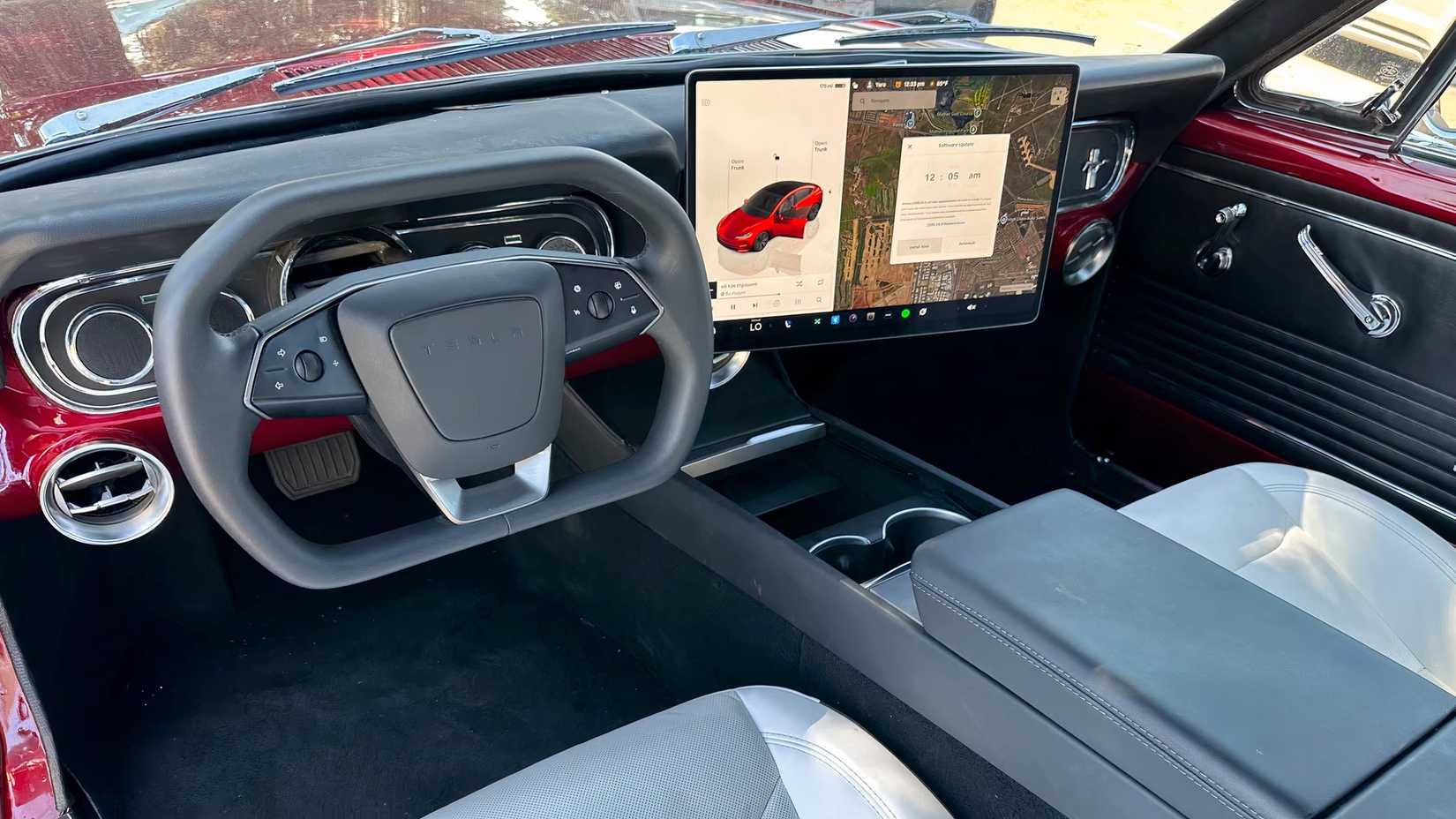 1966 Ford Mustang Tesla EV Restomod Gets Model 3 Highland Hardware