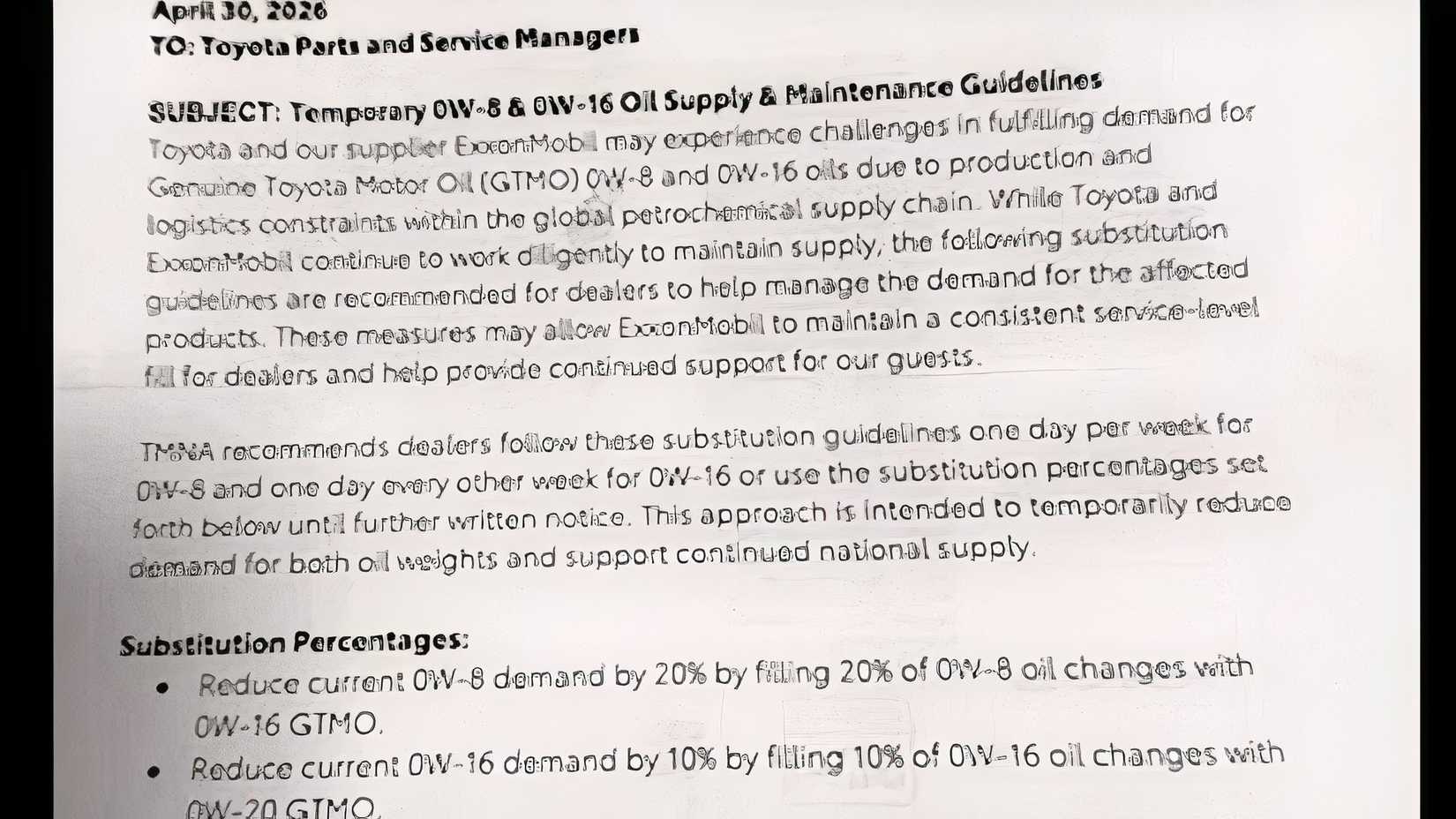 Toyota Quietly Told Dealers To Start Using Different Engine Oil