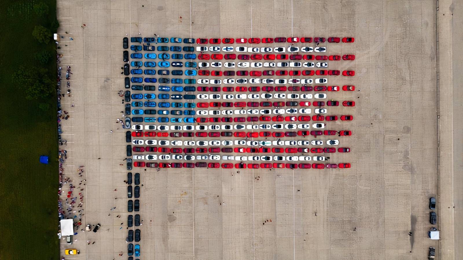Nearly 300 Corvette Owners Came Together For One Very American Flag Day